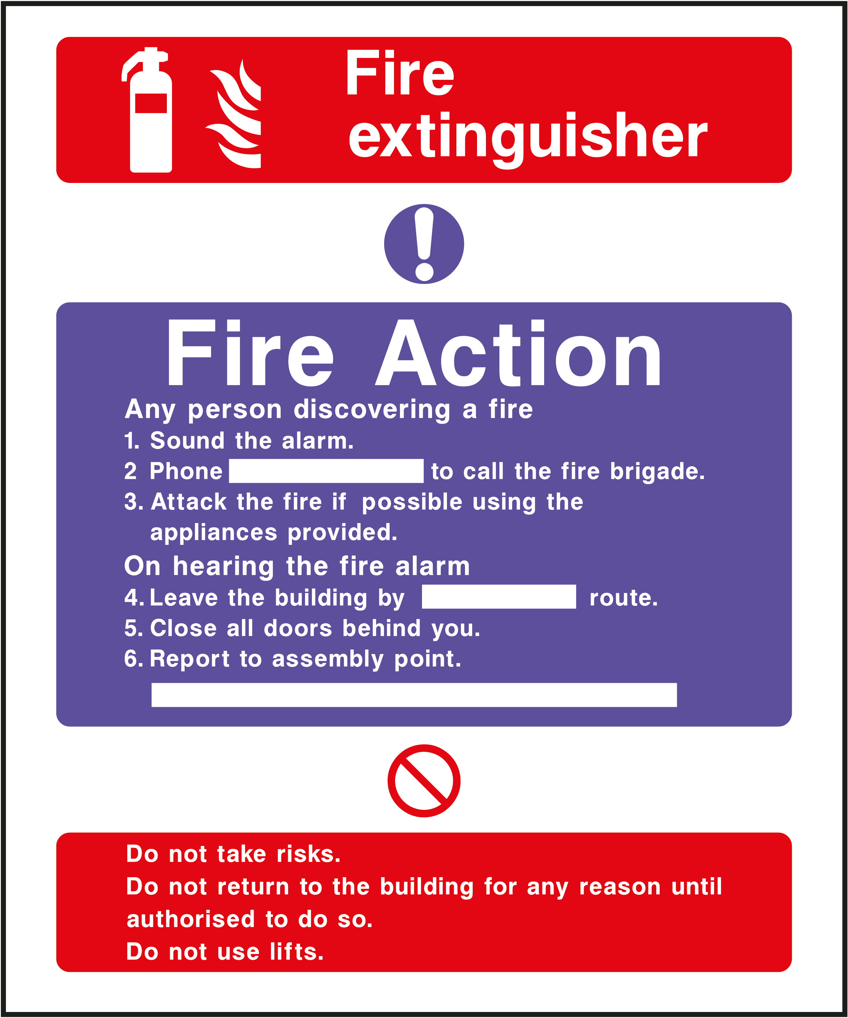 Fire Action Sign 7 - Assorted Sizes – Displaypro