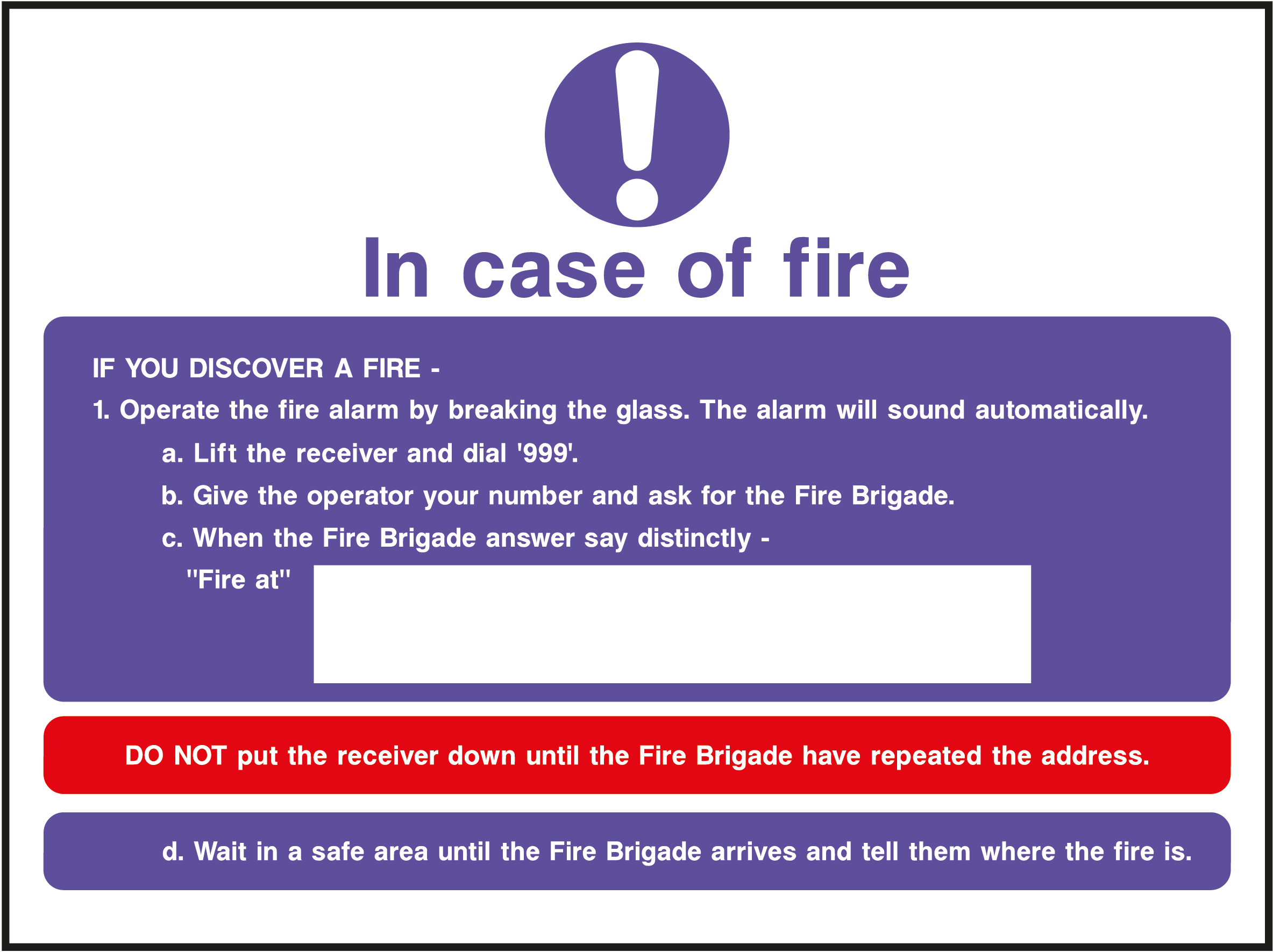 Fire Action Sign 19 - Assorted Sizes – Displaypro