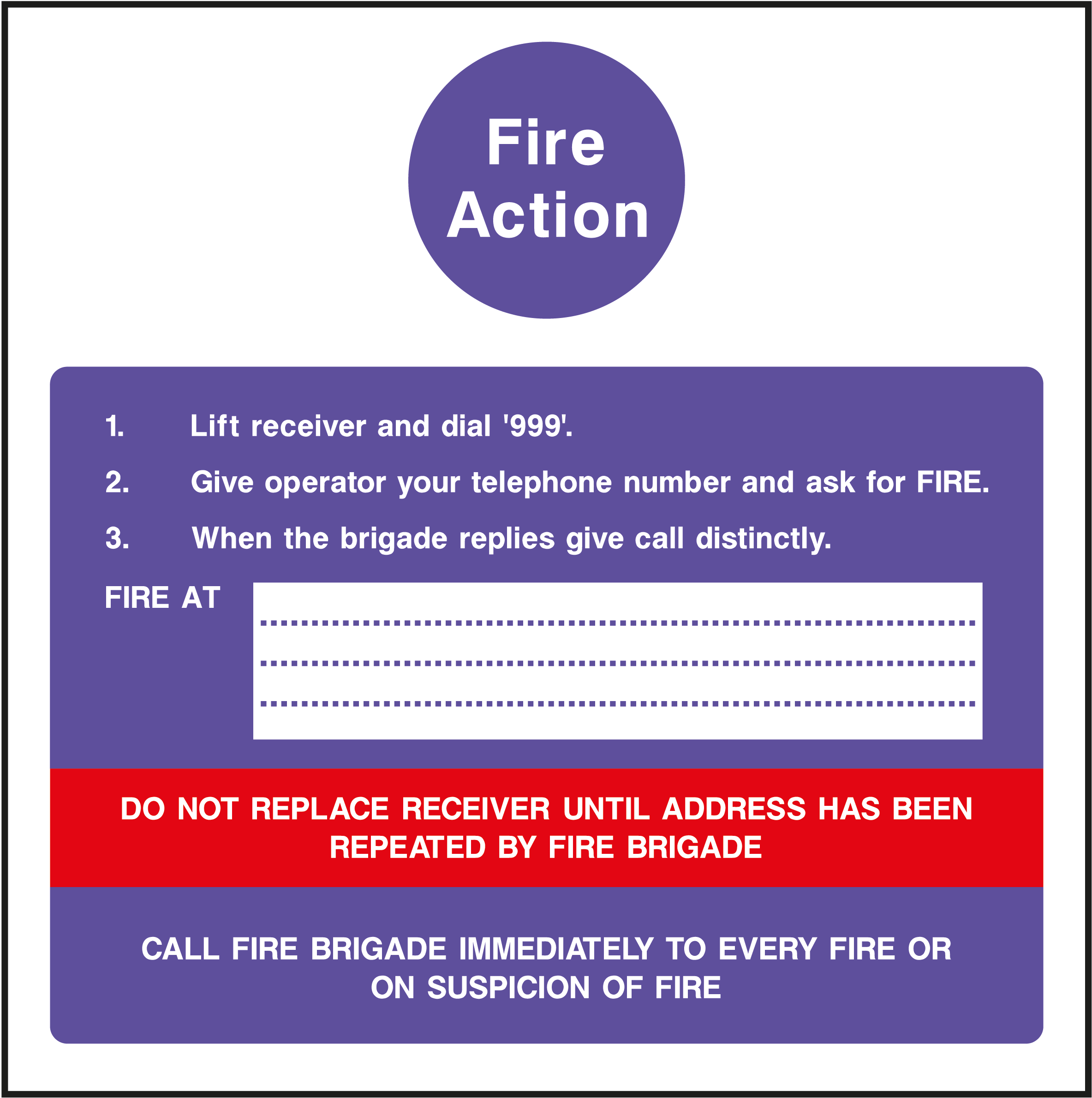 Fire Action Sign 21 - Assorted Sizes – Displaypro