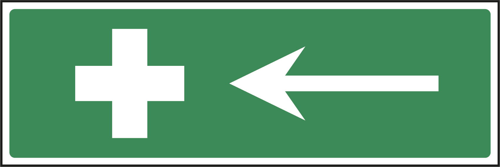 First Aid Arrow Left - 300 x 100mm – Displaypro