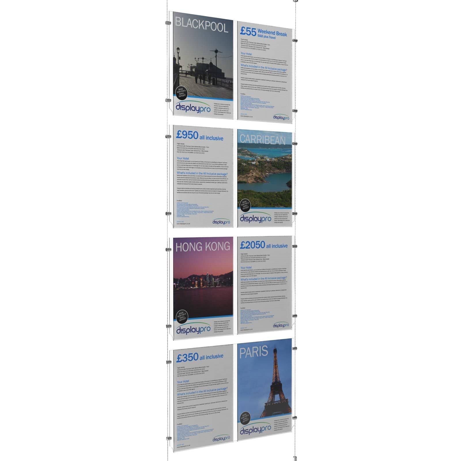 A4 Portrait Cable Displays - Displaypro