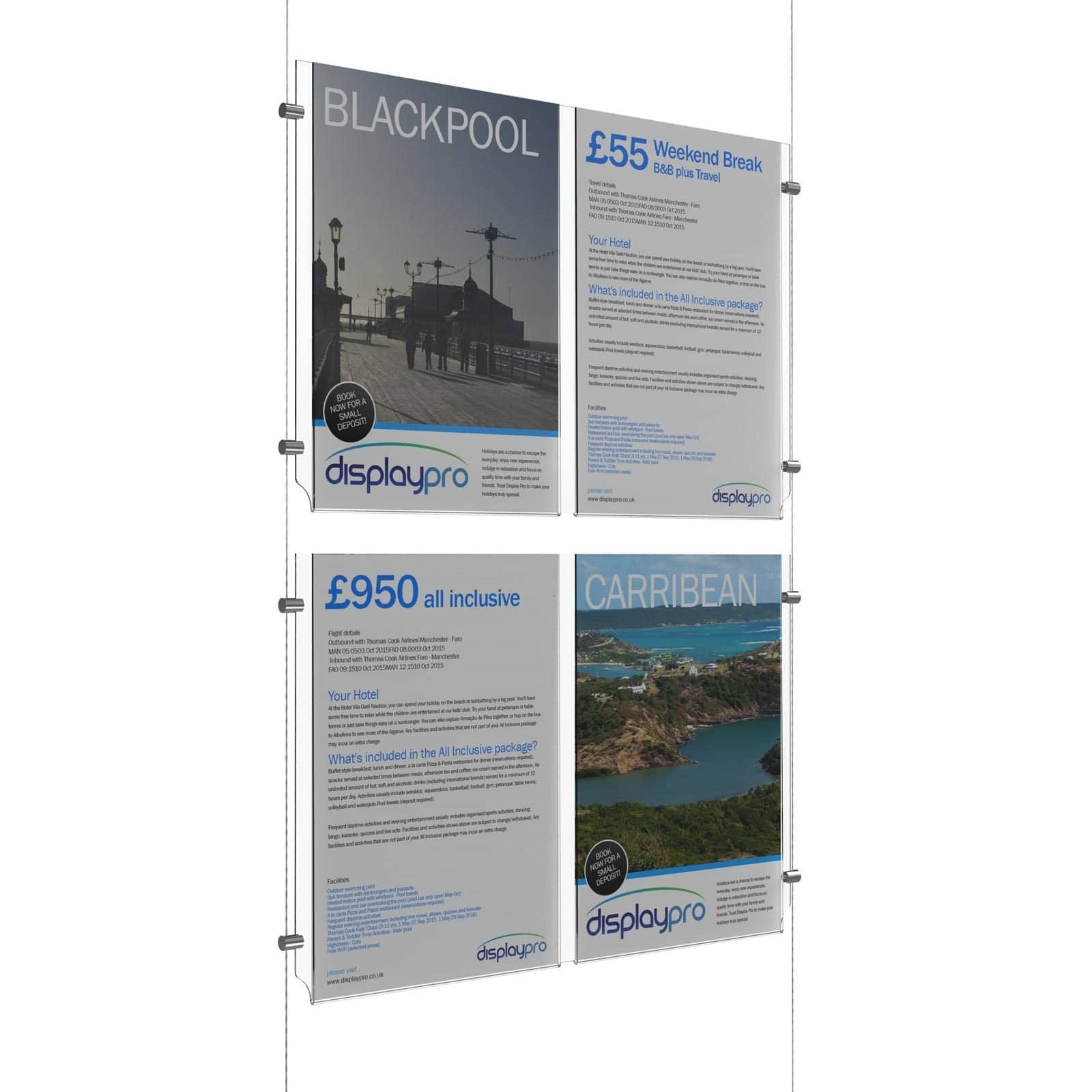 A4 Portrait Cable Displays - Displaypro